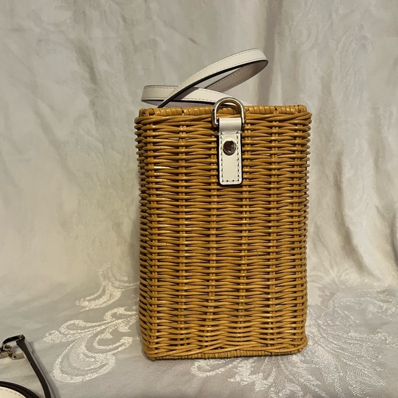 kate spade | Bags | Kate Spade Sam Wicker Medium Satchel With White And ...